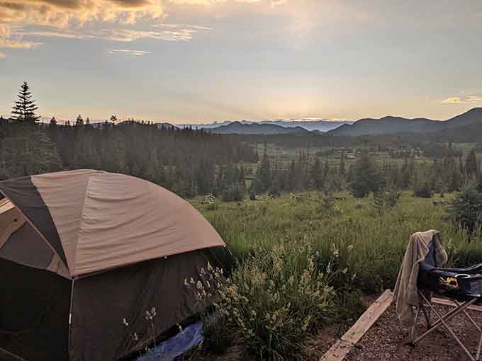Camping with a view that makes you forget you're sleeping on the ground and eating from a can.