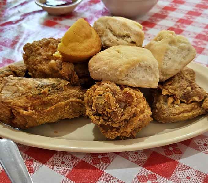When your plate arrives loaded with chicken, biscuits, and cornbread, you know you've made excellent life choices.