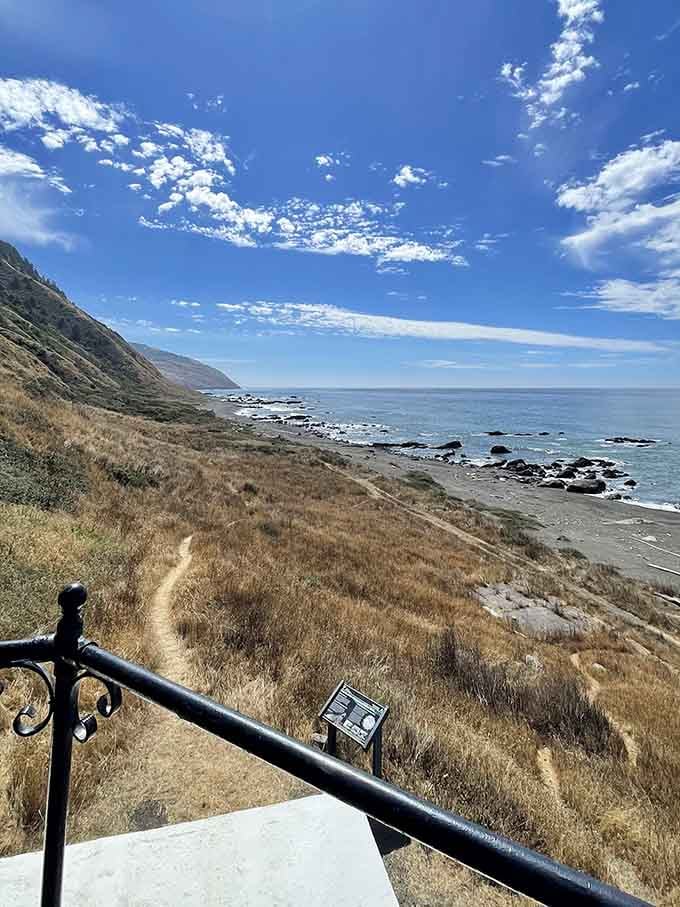 The view that made all those treacherous hikes worthwhile: endless Pacific coastline stretching toward forever.