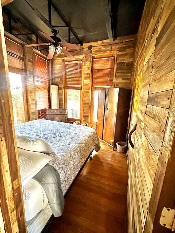 Cozy sleeping quarters where the wood walls whisper "stay in bed just five more minutes" every single morning.