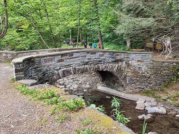 This charming stone bridge proves functional architecture can be beautiful, Depression-era craftsmanship at its finest.