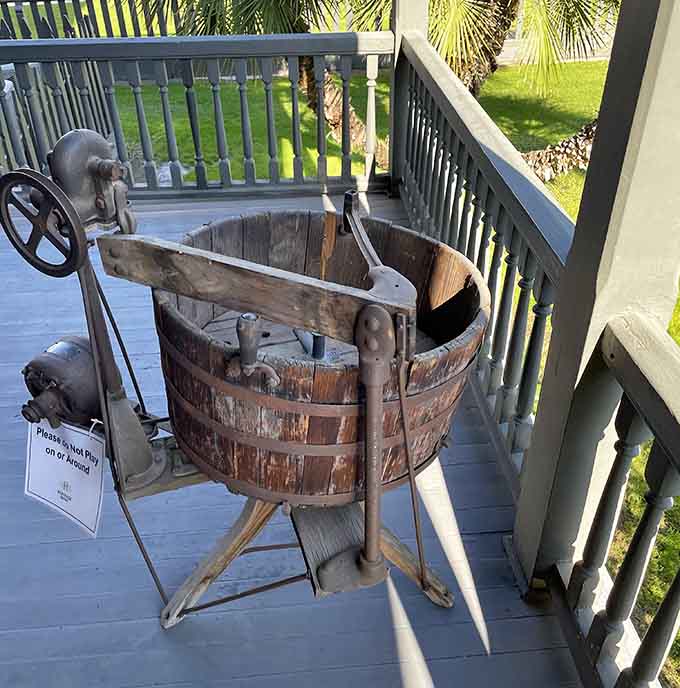Before Maytag revolutionized laundry day, this wooden barrel contraption was the cutting-edge technology of household chores.
