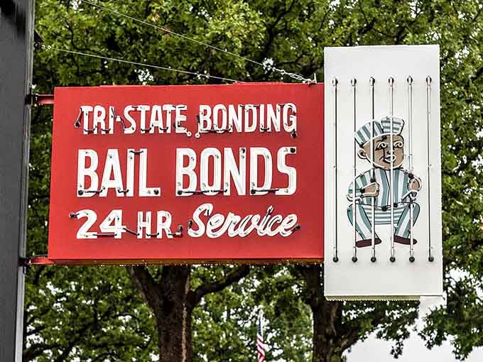Even the bail bonds sign gets preserved here&mdash;because Route 66 history includes all the colorful characters and businesses.