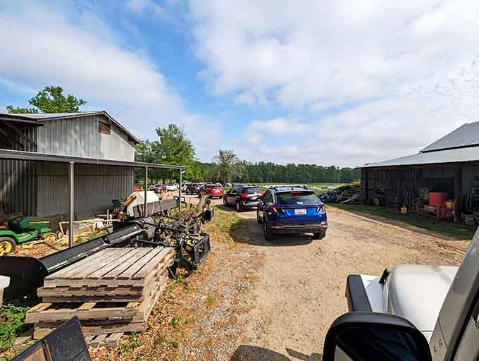 When the parking area looks this authentic, you know you've left the corporate world far behind.