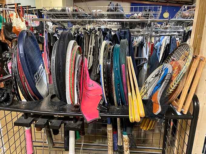 Tennis rackets and sporting goods remind us that secondhand doesn't mean second-string when it comes to quality gear.