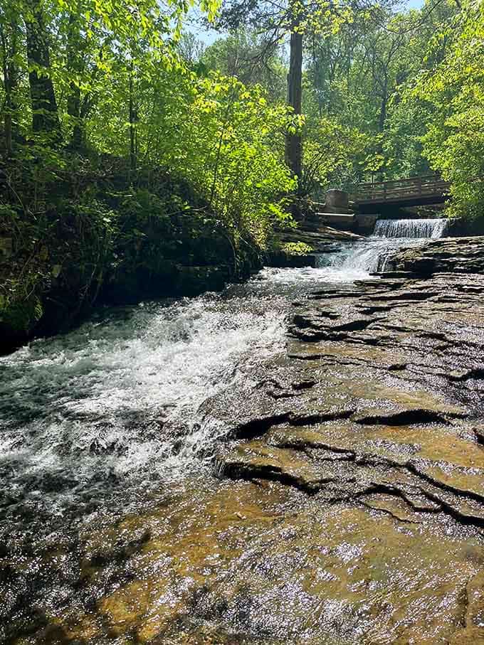 Water cascading over ancient rock like nature's own staircase &ndash; better than any fountain you've seen.