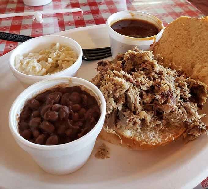 Pulled pork piled high with beans and slaw proves that sometimes the simplest combinations create the most memorable meals.