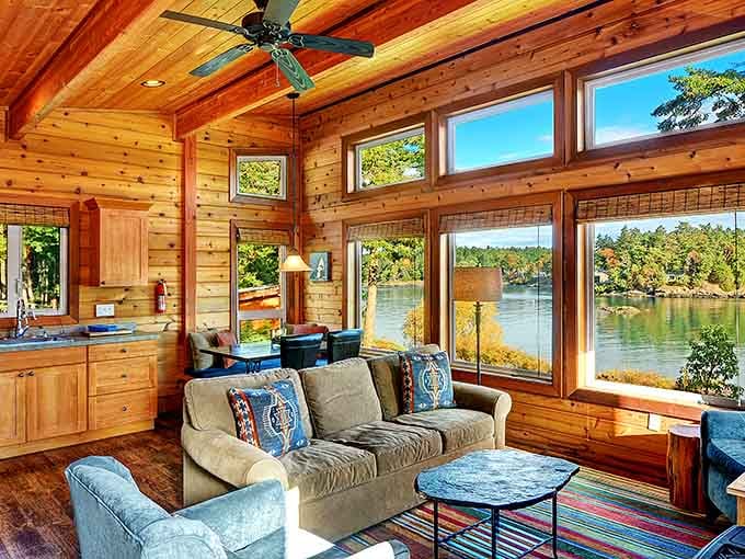 Floor-to-ceiling windows framing water views that make your living room back home suddenly seem very landlocked.