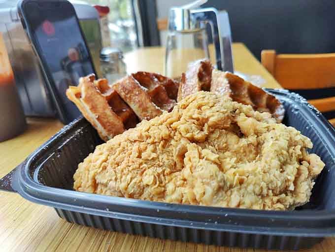 Chicken and waffles so perfectly paired, they make other breakfast combinations question their life choices and career paths.
