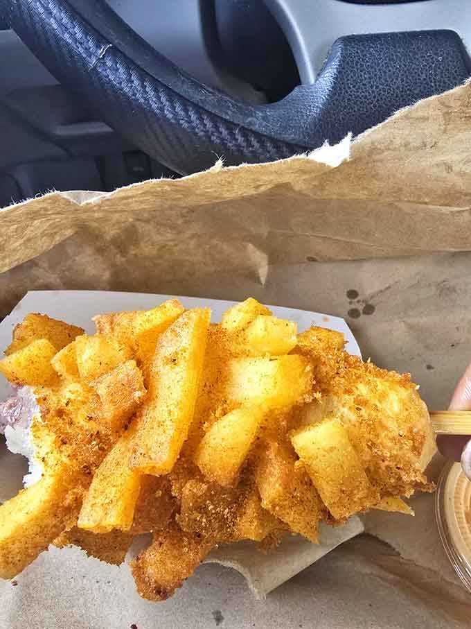 Those spiral-cut potato pieces create dozens of crispy edges that'll make you wonder why all corn dogs don't come this way.