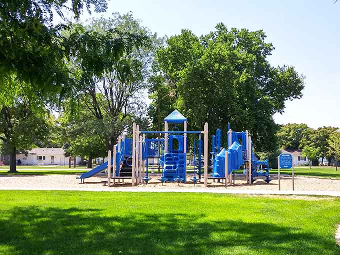 Wisdom Park's playground equipment costs nothing to enjoy – revolutionary concept for budget-conscious grandparents visiting town.