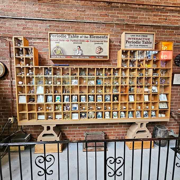 A periodic table display that would've made high school chemistry infinitely more interesting if our classroom had looked this cool.