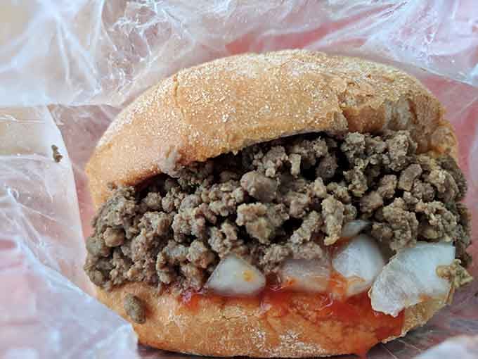 The scramburger brings seasoned ground beef and onions together in holy matrimony on a perfectly toasted bun.