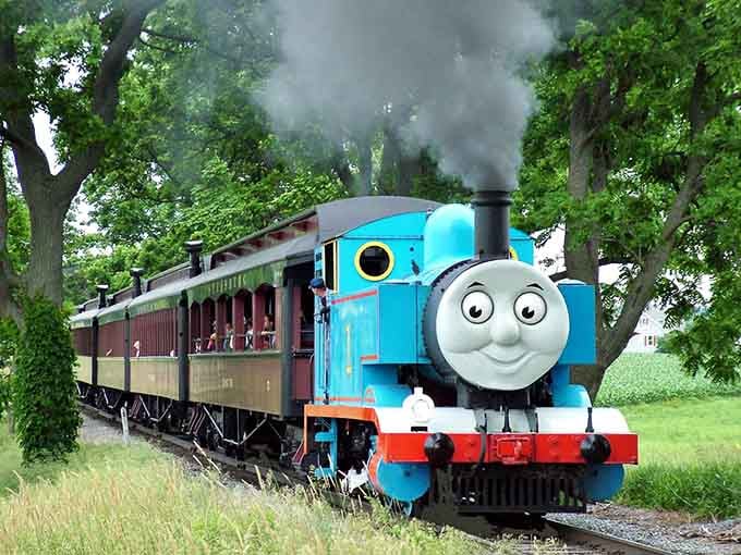 Yes, that's Thomas the Tank Engine, proving even beloved children's characters appreciate authentic steam-powered transportation when they see it.