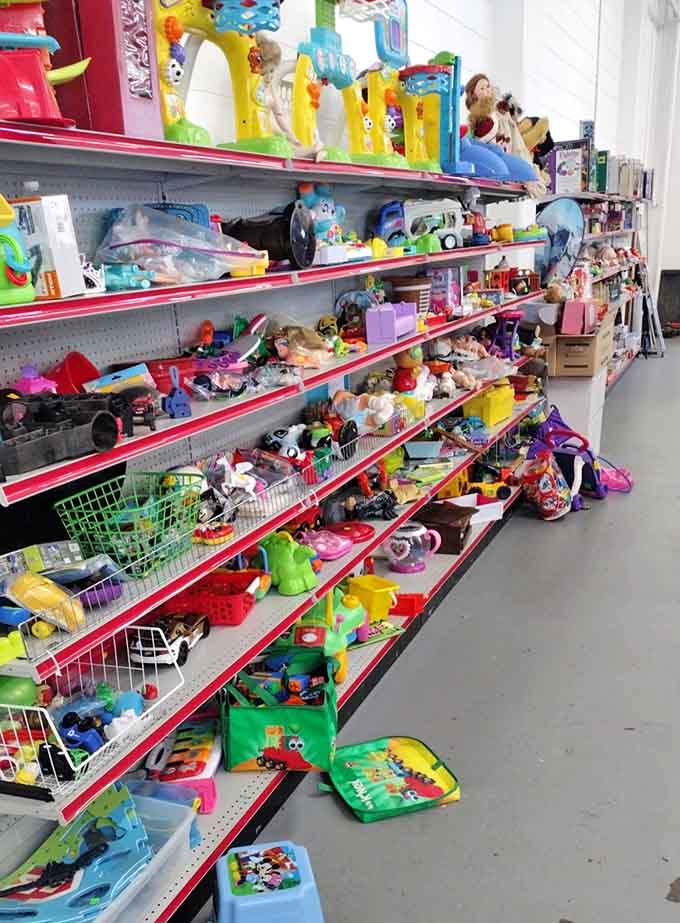 This toy aisle explosion of color makes kids' birthday shopping feel less like financial planning and more fun.