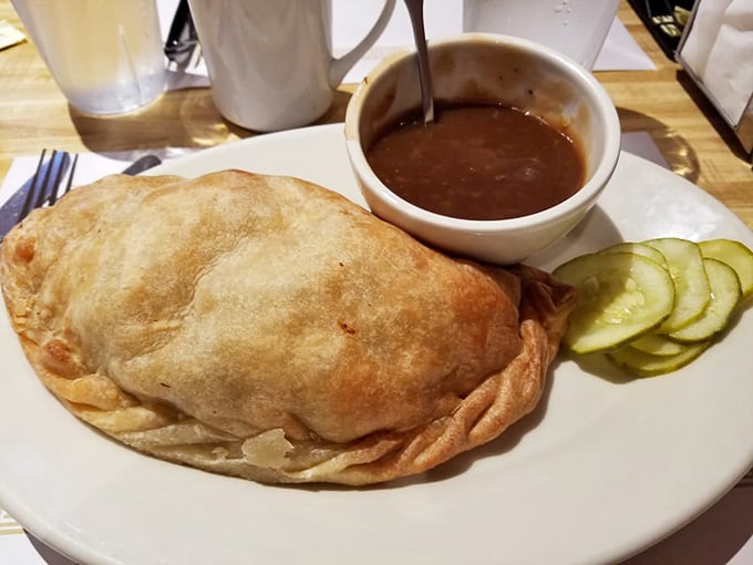 This flaky pocket of happiness holds beef, potatoes, and rutabaga in perfect harmony on your plate.