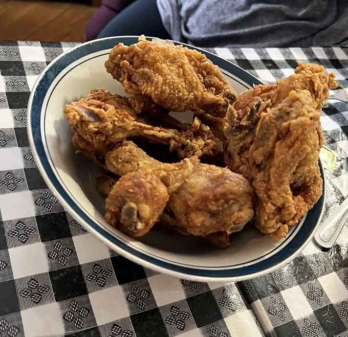Golden, crispy fried chicken that makes you understand why people write love songs about Southern cooking.