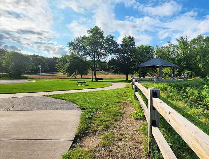 Heritage Park offers green space and river views where you can contemplate why you don't spend more time outdoors being peaceful.