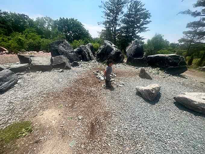 Nothing says "successful family outing" quite like a child perched triumphantly atop a billion-year-old boulder formation.