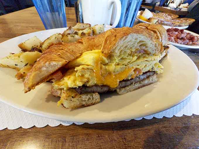 A breakfast sandwich on a croissant is basically French toast's sophisticated cousin who studied abroad.