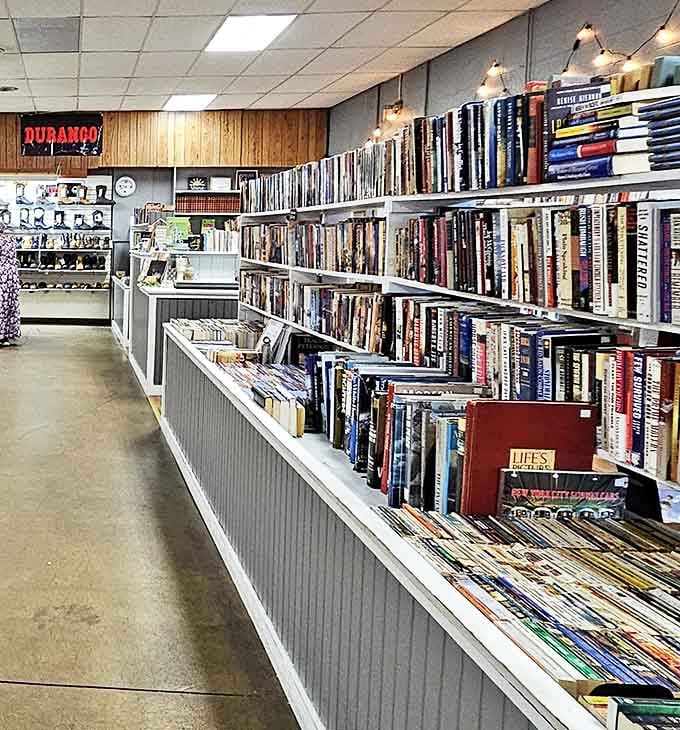 A book lover's maze where paperbacks and hardcovers line up like old friends waiting to go home with you.
