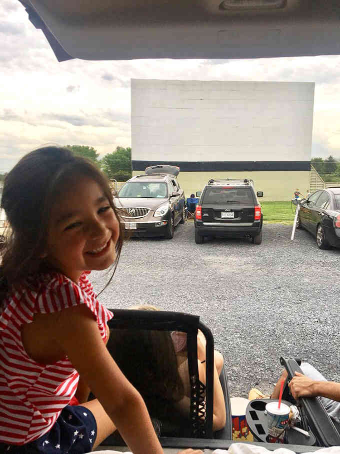 Pure joy captured in a moment, because drive-in movies hit different when you're actually there experiencing it.