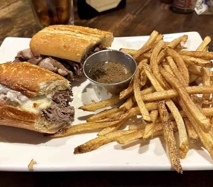 That lamb French dip is so tender it practically melts before the bread gets soggy.