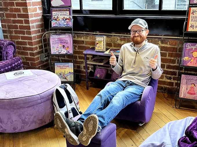 When you find your happy place and it comes with purple seating, you've officially arrived.