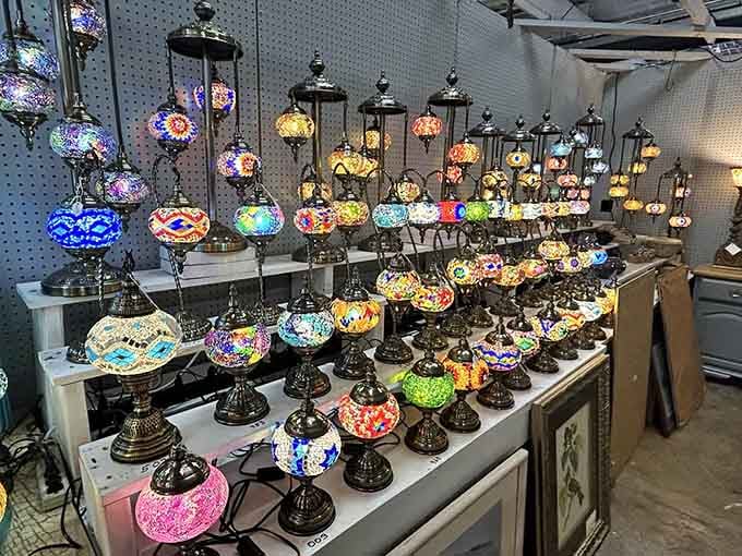 These handcrafted mosaic lamps transform ordinary lighting into a kaleidoscope of color and artistry.