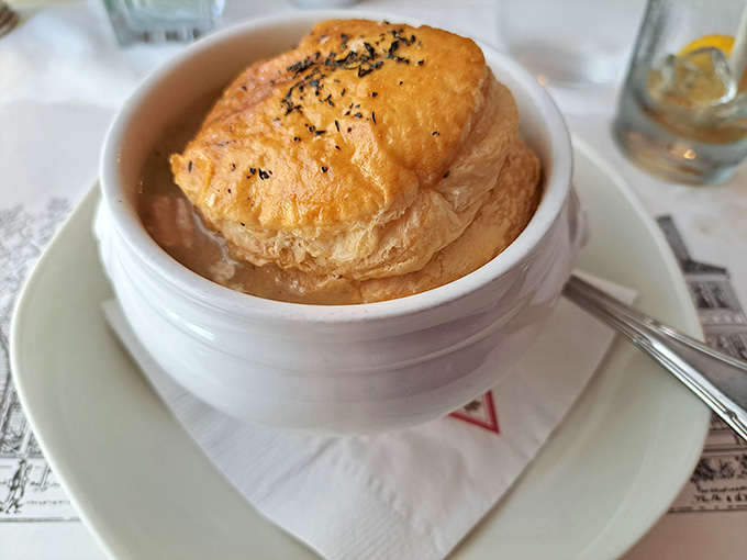 That flaky puff pastry crown sitting atop creamy chicken filling is basically edible architecture at its finest.