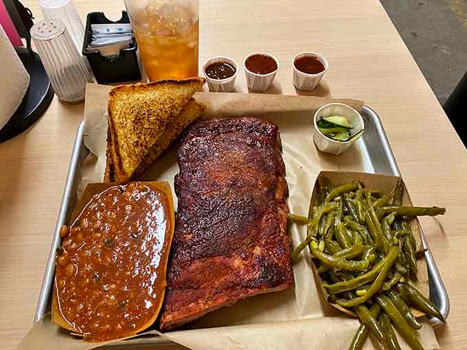 Those ribs have the kind of bark that makes you forget about everything else on your plate.