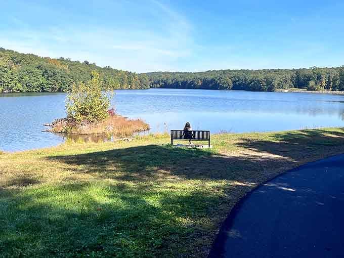 A peaceful bench by the reservoir costs nothing but offers million-dollar views and the kind of quiet your soul craves.