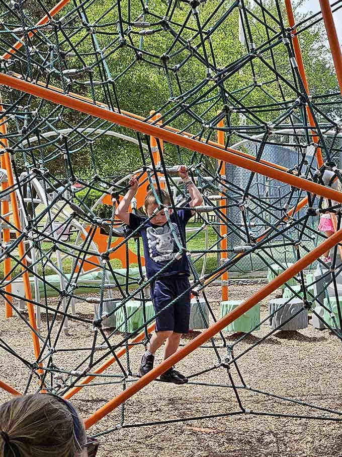 The rope climbing dome challenges young adventurers to channel their inner Spider-Man, minus the radioactive spider bite required.