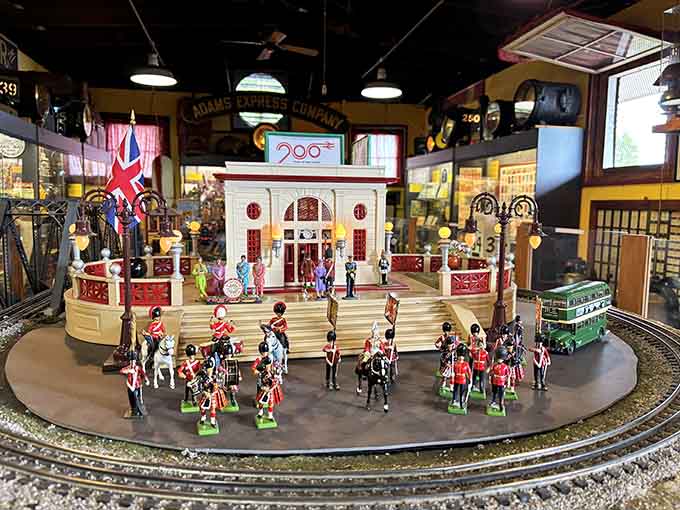 This intricate miniature parade scene proves that railroad enthusiasts appreciate craftsmanship in every scale and detail imaginable.