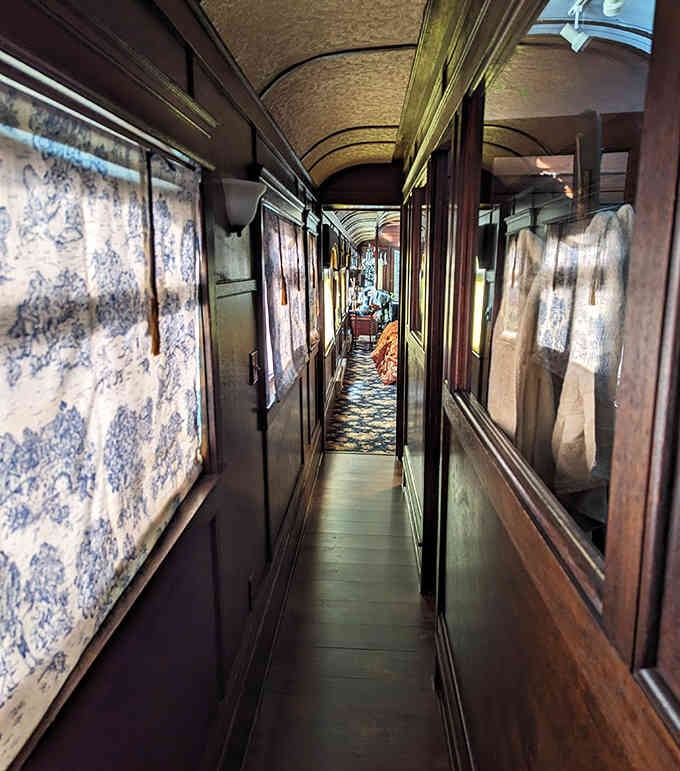 This narrow hallway once led passengers to their compartments; now it leads you to your own private adventure.