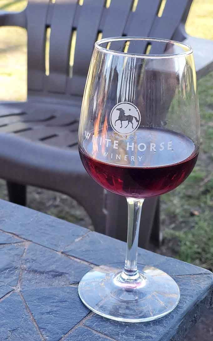 Red wine in a glass with a view, proving New Jersey knows exactly what it's doing.