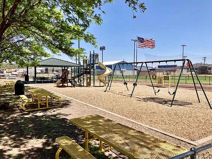 Cureton Park offers swings and slides where kids can be kids without a screen in sight, imagine that.