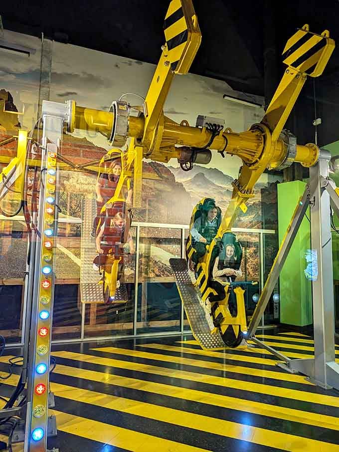 This swing ride spins you around like a carnival attraction designed by very enthusiastic engineers.