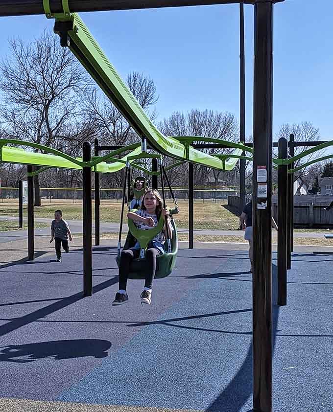 Adaptive swings with full support let every child know what flying feels like, no exceptions required here.