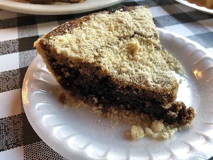 Shoofly pie with its distinctive crumb topping. Pennsylvania Dutch tradition meets Georgia hospitality in every sweet slice.