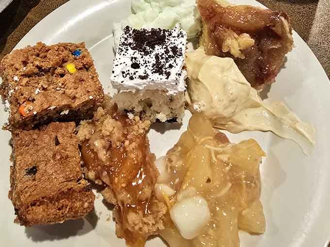 This dessert spread looks like someone asked, "How much is too much?" and the kitchen staff just laughed knowingly.