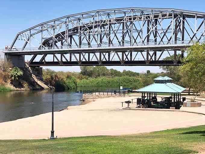Gateway Park's bridge spans more than the Colorado River; it connects past to present beautifully and dramatically.