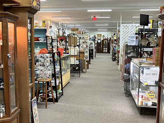 Wide, well-lit aisles make browsing easy as you explore endless rows of antiques and vintage finds at great prices.