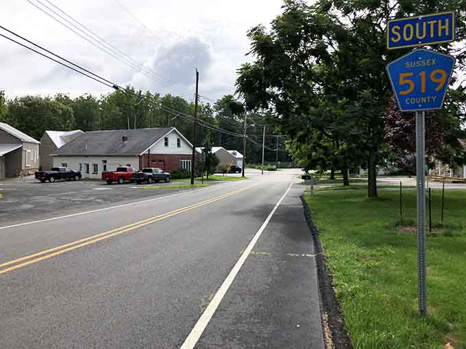 The southbound view shows a town where pickup trucks outnumber sports cars and that's exactly how folks prefer it.