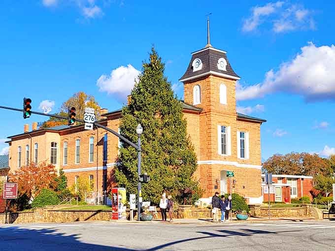That golden courthouse clock tower rises like a proud grandfather watching over generations of townfolk below.