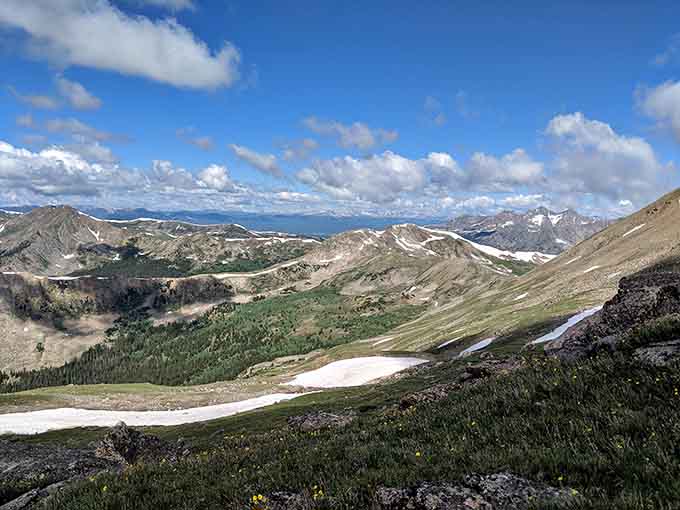 Above the tree line, the landscape transforms into something resembling the surface of a beautiful, peaceful planet.