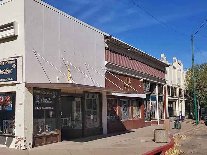 Quiet streets and modest buildings show how peaceful retirement living doesn't require fancy amenities or big expenses.