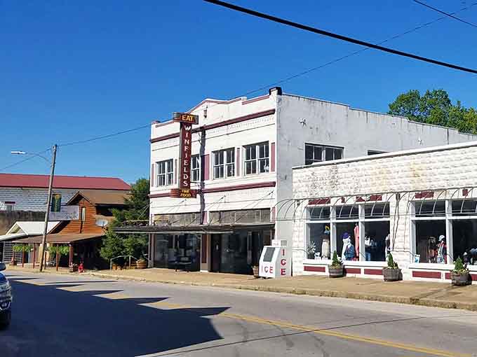 Vintage signage and sun-bleached facades tell tales of commerce that's endured through generations of change here.