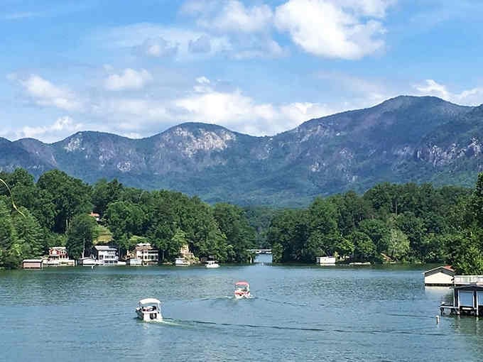 Mountains rising behind the lake create a backdrop that makes every swim feel like a scenic escape.