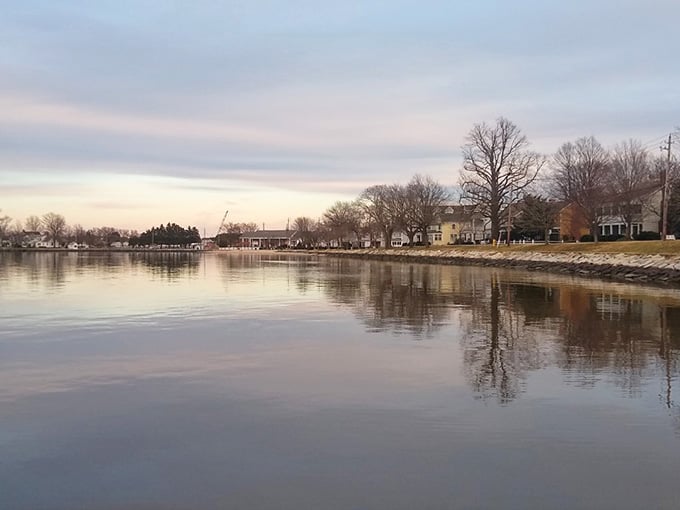Winter light reflects off calm water, proving that waterfront towns shine even when the tourists go home.